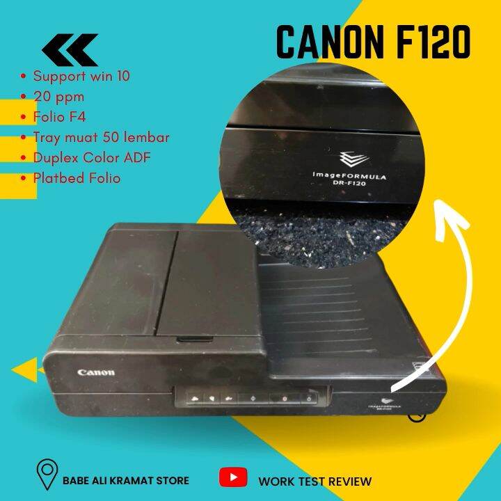 Scanner Folio F4 Canon DR-F120 Dengan ADF Dan Flatbed Support win 10 ...