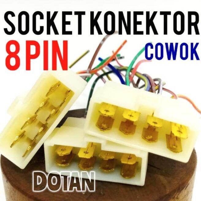 SOKET SOCKET KONEKTOR 8 PIN COWOK / MALE (SUDAH TERMASUK SKUN DAN KABEL ...