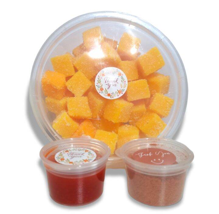 D&J Sweet Gummy Mango Cubes with Chamoy Sauce & Kiamoy Chili Powder ...