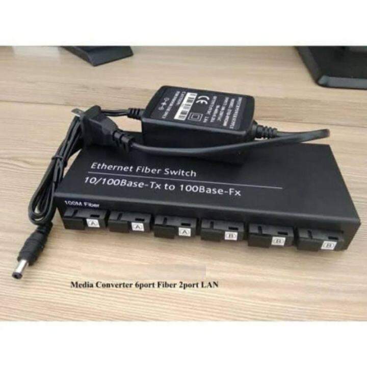 HTB media converter 6 port fo 2 port lan - fiber switch optic 6 sc 2 ...