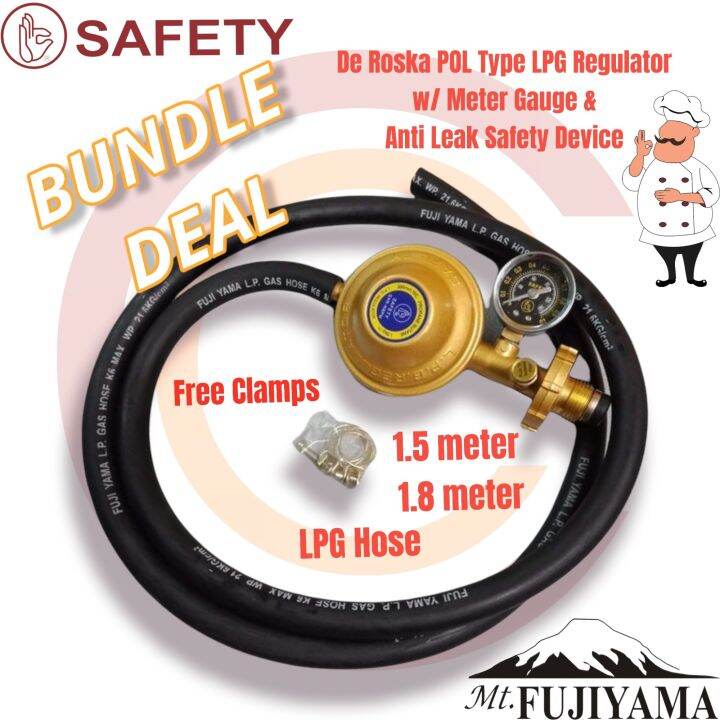 Safety POL Types De Roska LPG Regulator w/ meter gauge & anti leak ...