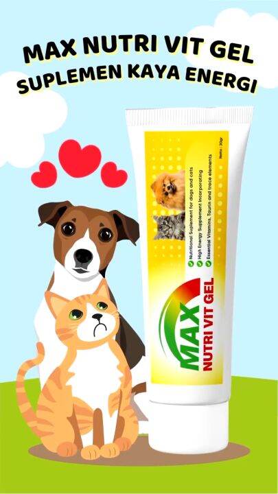 MAX NUTRI VIT GEL Suplemen kaya gizi untuk kucing dan anjing | Lazada ...