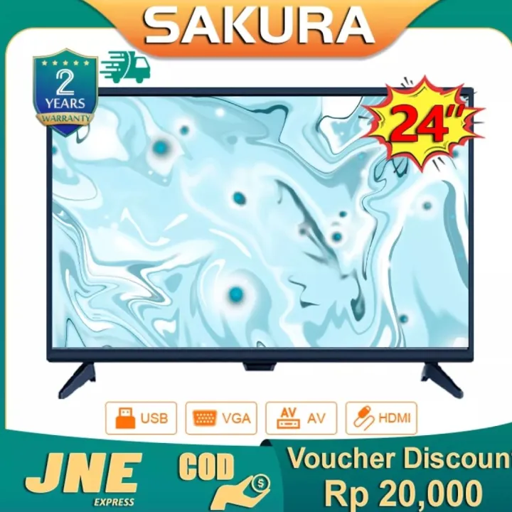 SAKURA TV LED 24 INCH TV DIGITAL FULL LAYAR TV HD INPUT CCTV VGA USB TV ...