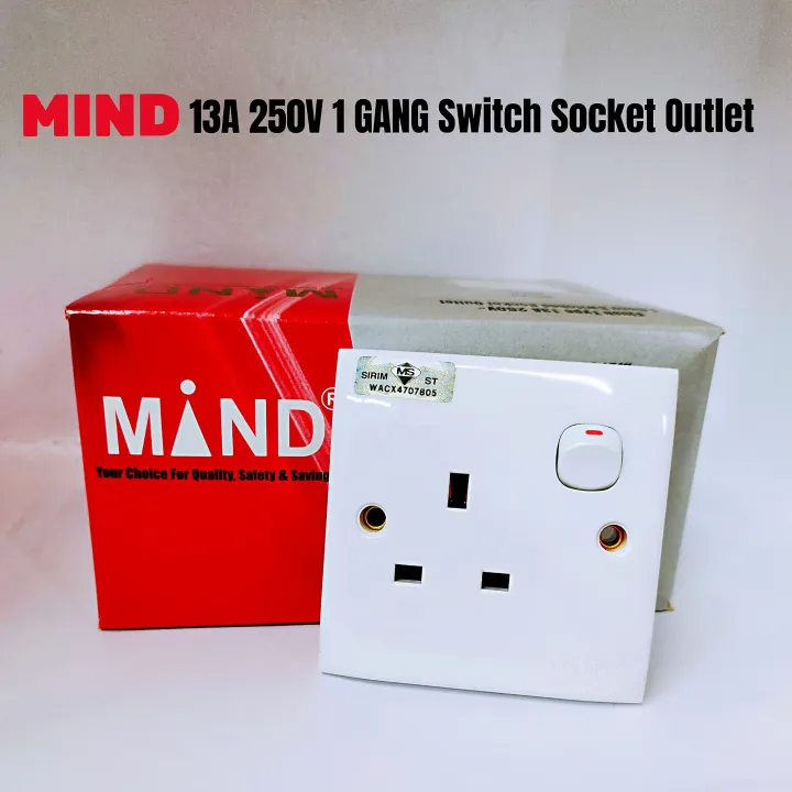 Switch Socket Outlet MIND 13Amp 1Gang 250V Single Switch Socket | Lazada