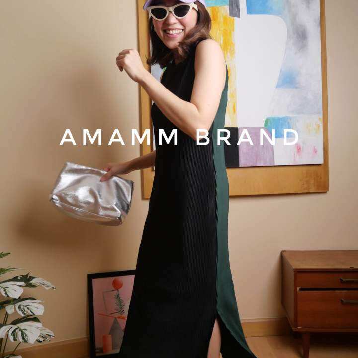 AMAMM Two-Tone Pleated Dress | Lazada.co.th