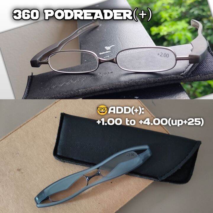 แว่นสายตายาว (พร้อมส่ง2-4วัน) PODREADER (ใหญ่) แว่นตาอ่านหนังสือ มองใกล้(+) แว่นหมุน 360 องศา ...