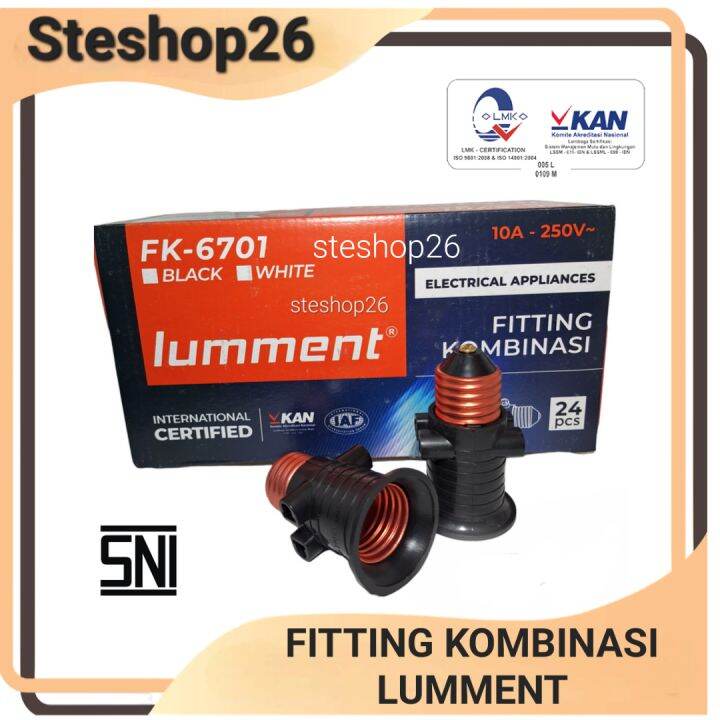 FITTING KOMBINASI FITTING LAMPU KOMBINASI E27 LUMMENT HITAM | Lazada ...