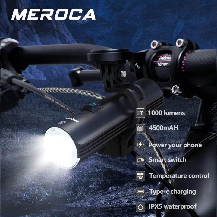 MEROCA Bike LED Smart Light 1000 Lumen Headlight Waterproof 4500mAh USB ...