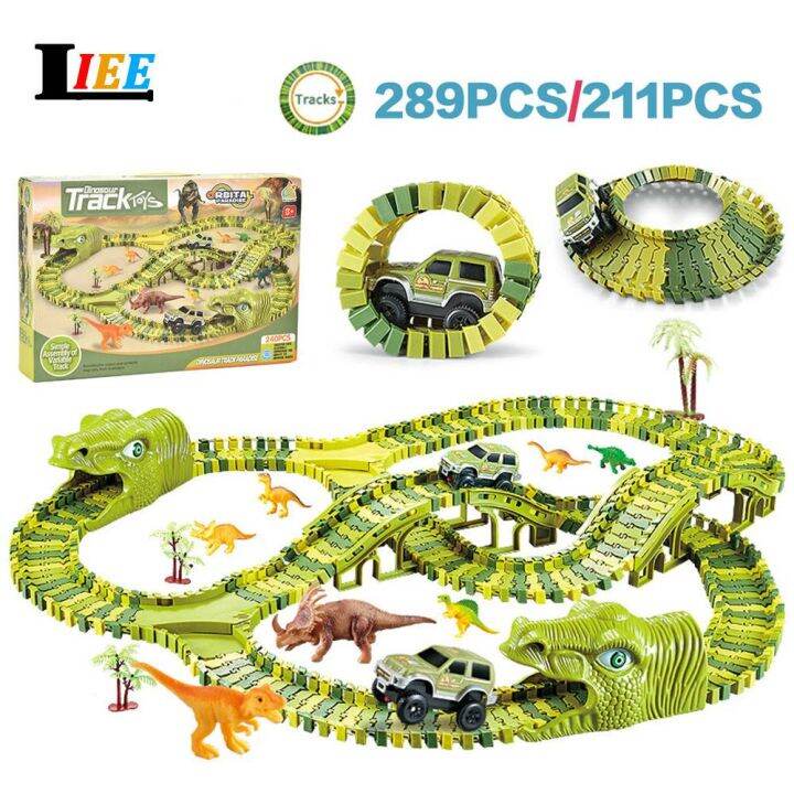 Jojotoy Dinosaurus Rel Mobil 168PCS Buah Rel Mobil Mainan Rel ...