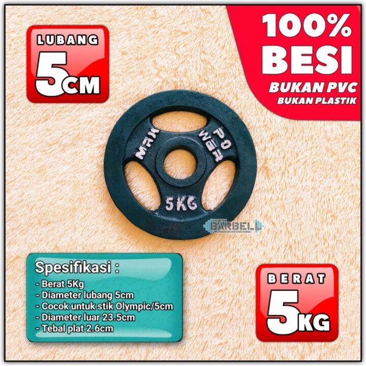 Plat Barbel 5Kg Lubang 5cm Barbel Olympic | Lazada Indonesia