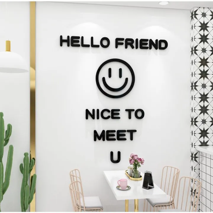 สติ๊กเกอร์อะคริลิค 3D Hello Friend หน้ายิ้ม พร้อมส่งจากไทย | Lazada.co.th