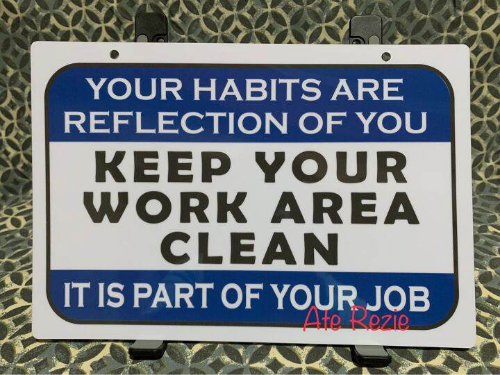 KEEP YOUR WORK AREA CLEAN PVC Wall Signage 7.8x11 inches | Lazada PH