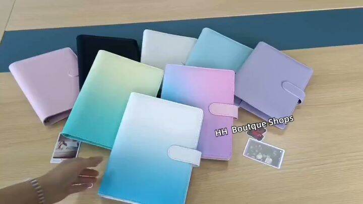 4 Pcs Photocard Binder Album Leather PU A5 Macaron Binder School Office Binder Cover Korea ...
