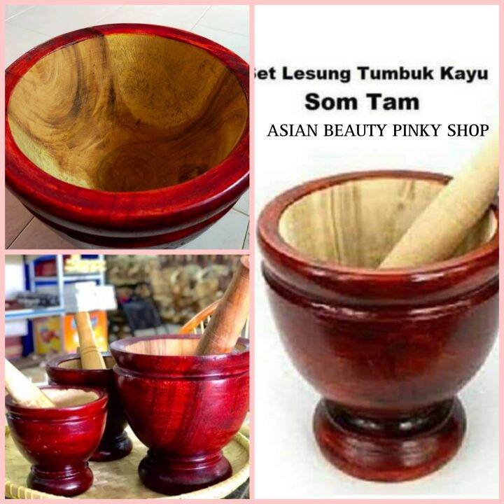 LESUNG KAYU SOMTAM ORIGINAL THAILAND 🇹🇭 | Lazada