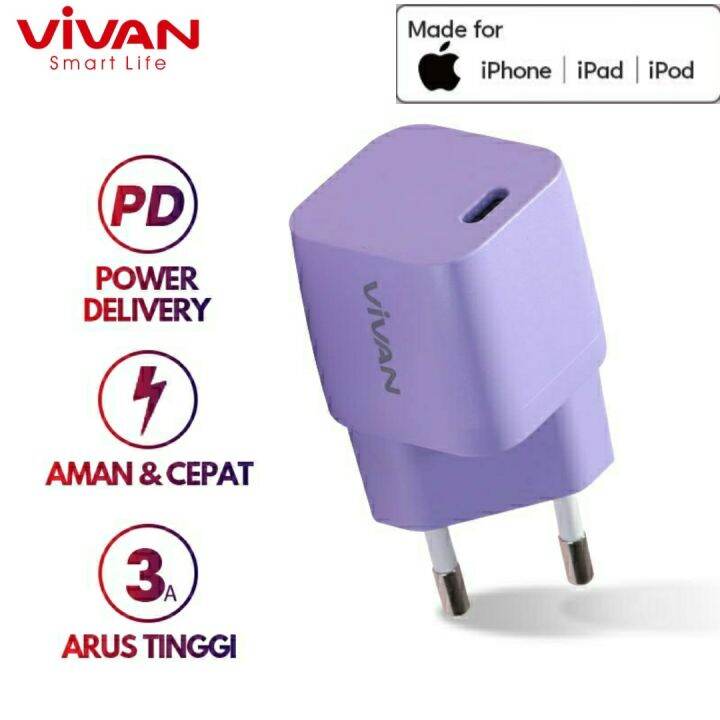 Charger Casan Iphone 12/13 VIVAN Power Nano 20 Quick Charge 3A 20W USB ...