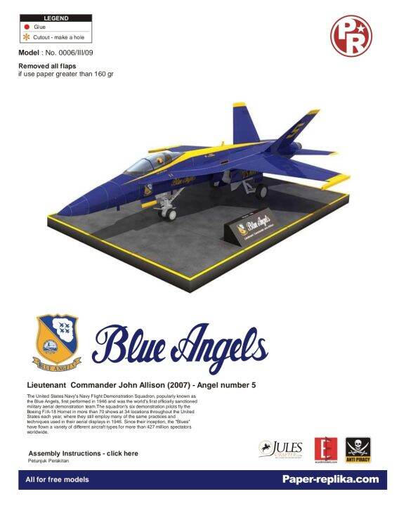 Papercraft Miniatur Pesawat Blue Angels pola kertas foto A4 | Lazada ...