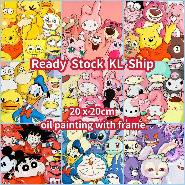 (Ready Stock) Doraemon DIY Painting 20*20cm with Frame painting Paint ...