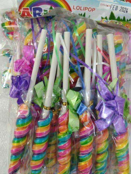 Permen lollipop bentuk sate warna pelangi/permen keras. 20pcs. | Lazada ...