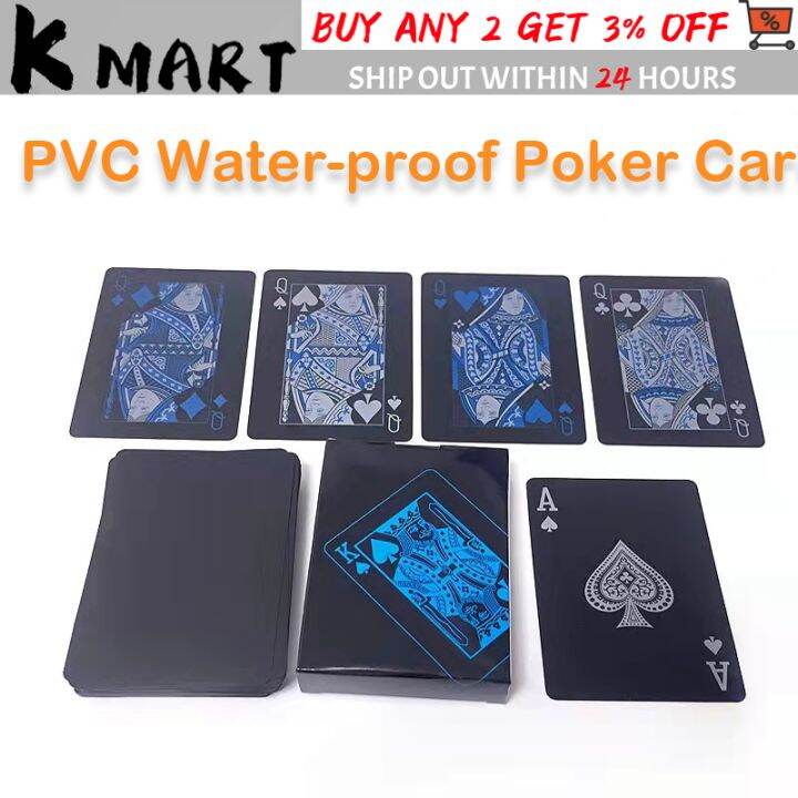 PVC Playing Cards Waterproof Pure Black Plastic Board Game Card PVC ...