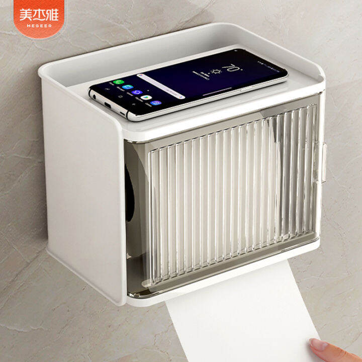 Toilet Toilet Paper Box Wall-Mounted Toilet Tissue Box Punch-Free ...