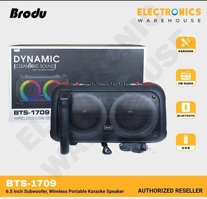 Brodu BTS-1709 Portable subwoofer Bluetooth Karaoke speaker. | Lazada PH