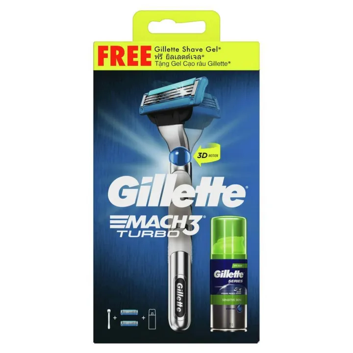 Gillette Mach3 Turbo Handle w/ 2 Cartridges + Foam Shave | Lazada PH