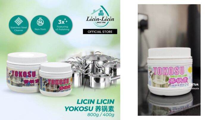 Licin-licin YOKOSU Stainless Steel Surface Cleaner (400g & 800g) Gosok ...