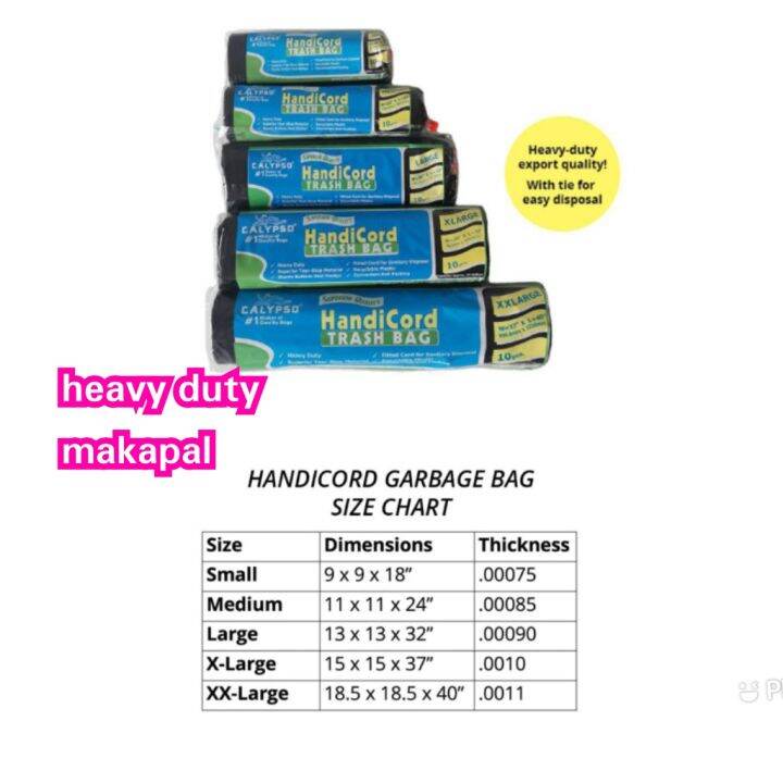 Handicord Heavy-Duty Garbage Bag Trash Bag (All Sizes)Calypso brand 10 ...
