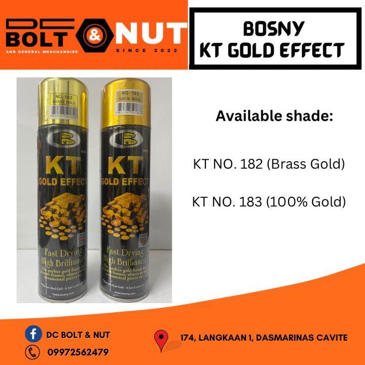 Bosny KT Gold Effect Spray Paint No. 182 / 183 | Lazada PH
