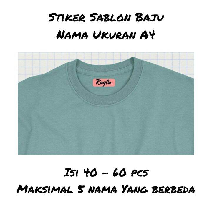 Stiker Setrika Kain Nama Baju/Kaos Stiker Sablon Setrika Ukuran A4 Isi ...