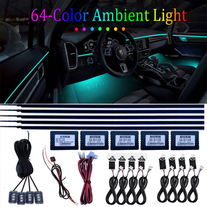 🔆KALADA 18 in 1 Car Ambient Light Strip Interior RGB 64 Color Acrylic ...