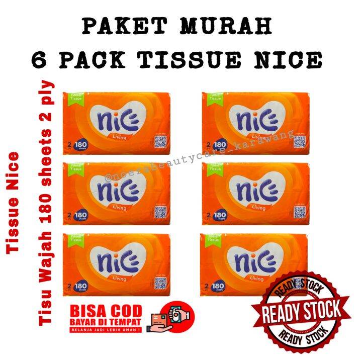 PAKET HEMAT 6 PCS TISSUE NICE TISU WAJAH PAKET MURAH TISU 180 sheets 2 ...