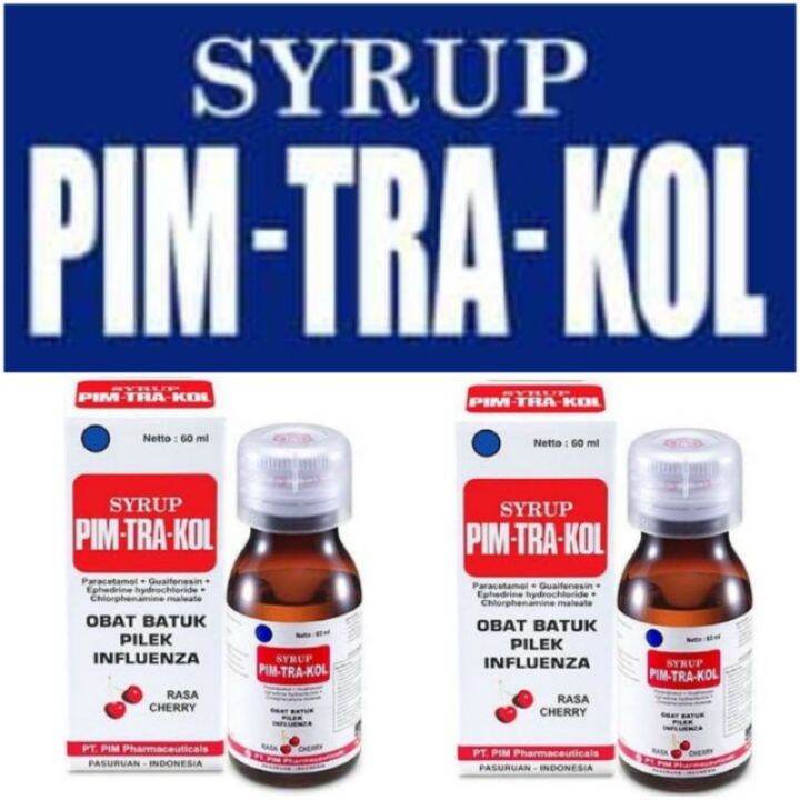 PIM-TRA-KOL Pimtrakol Plus Syrup Rasa Cherry Meringankan Batuk , Pilek ...