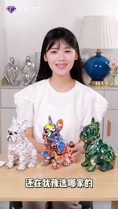 Painted Bulldog Statue Multicolor Dog Statue Bulldog Statues And ...