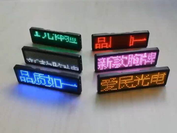 Mini LED Digital Programmable Rechargeable Scrolling Name Message Tag ...