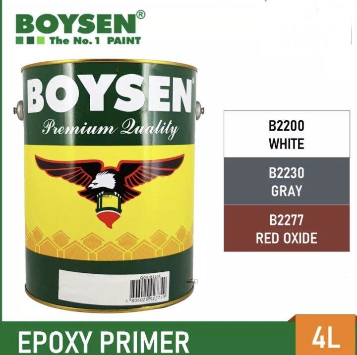 BOYSEN EPOXY Primer 4LTR with FREE 1L Curing Agent, white, gray & red ...