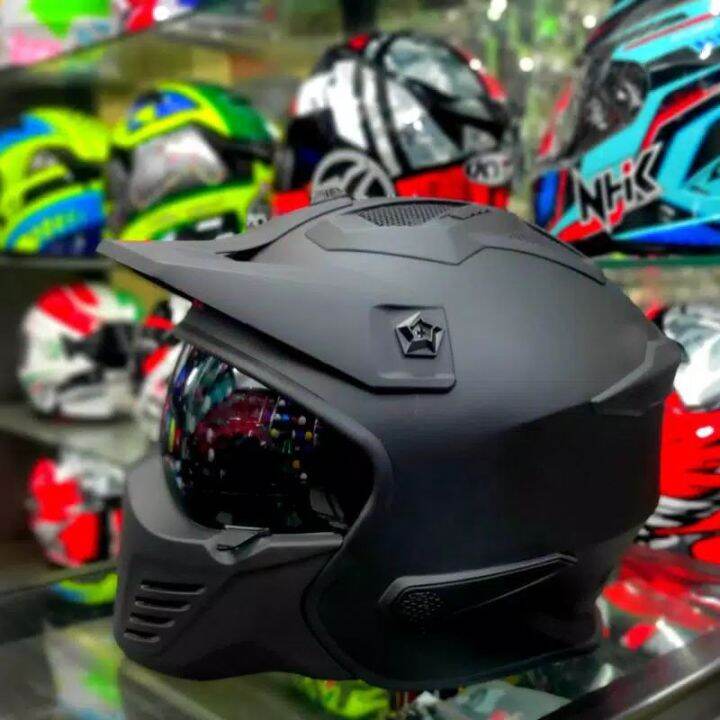 helm jpx mx 726-r Black Dop Helm Full Face Half Face | Lazada Indonesia