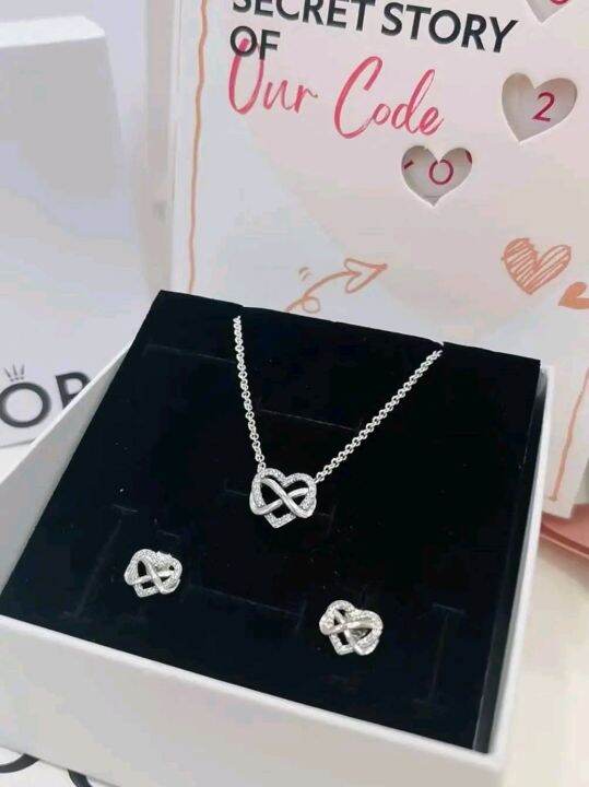 Pandora Infinity Heart Necklace and Earribgs Set | Lazada PH