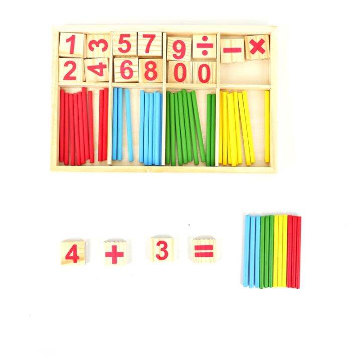 Kids Wooden Digital Stick Counting Game Color Number Box Educationd ...
