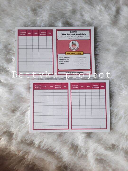 KARTU AKSEPTOR KB ( 100 PCS ) KARTU KB 2 LIPAT - KARTU KB BIDAN ...