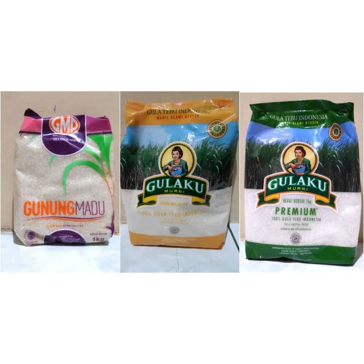 Gula Pasir Tebu Murni 1Kg - Premium Sugar 1000gr Merk GMP Dan GULAKU | Lazada Indonesia