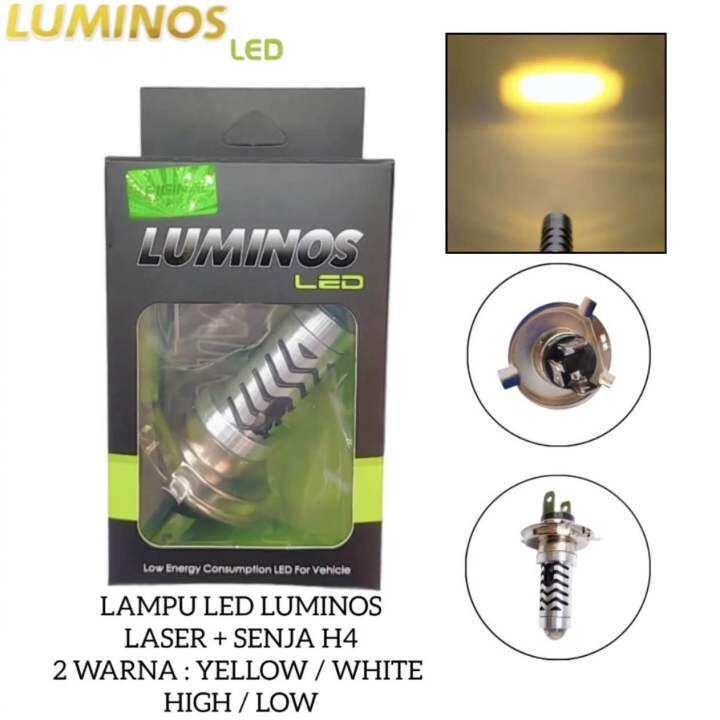 (COD)LAMPU LED LUMINOS LASER + SENJA H4, WARNA WHITE / YELLOW,HIGH ...