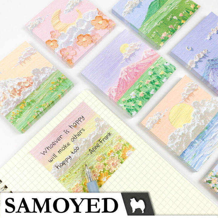 Kertas Memo Tempel / Sticky Notes Pad Motif 3D Lukisan Alam Cat Minyak ...