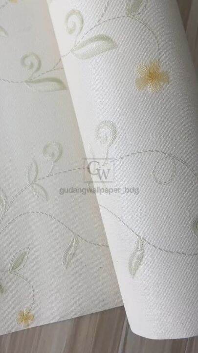 Wallpaper Vinyl Dinding Bunga Kecil Akar Daun Estetik Warna Putih ...