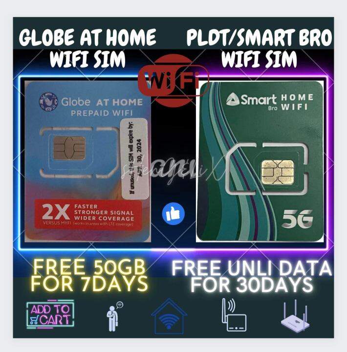 SMART BRO SIMFREE UNLI DATA/globe at home sim 50gb free load/ SMARTBRO ...