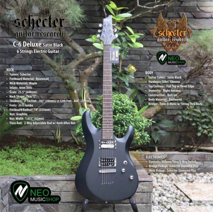 Schecter C6 Deluxe Satin Black 6 Strings Gitar Elektrik | Lazada Indonesia