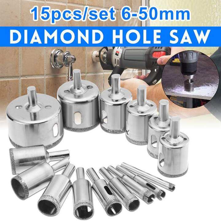 15 /10pcs/Set Mata Bor Kaca Hole Saw Keramik Granit Marmer Batu ...
