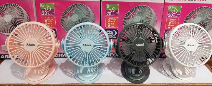 Rechargeable Akari Clip Fan with night light | Lazada PH