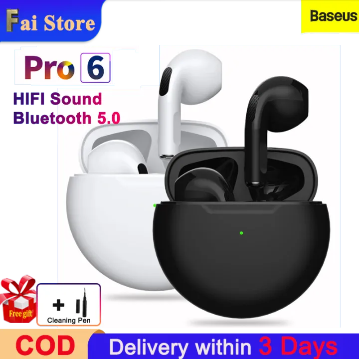 【ph Stock】pro6 True Wireless Earbuds Bluetooth Earphone Touch Control