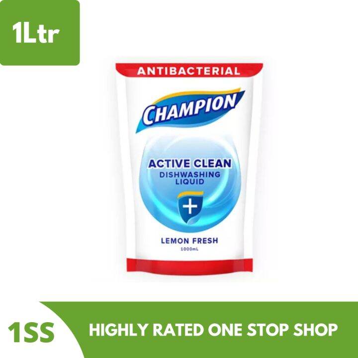 Champion Dishwashing Liquid Antibacterial Lemon Fresh, 1000ml | Lazada PH